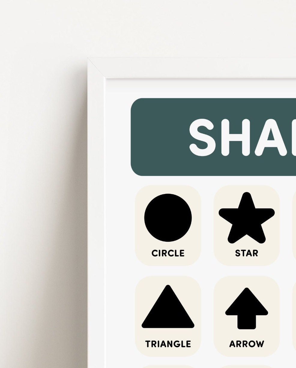 Black Shapes Print, Printable Wall Art, Montessori Nursery Poster ...