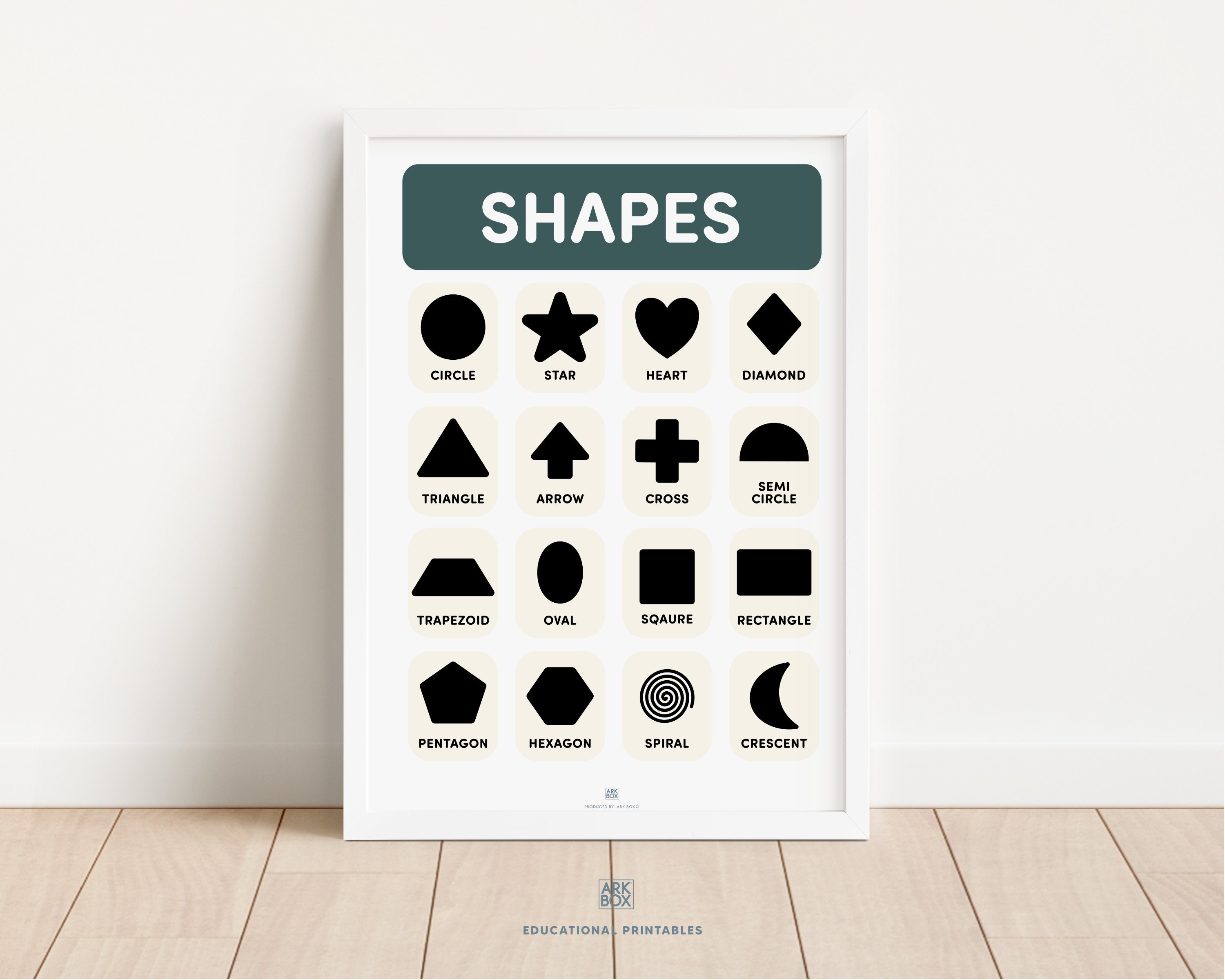 Black Shapes Print, Printable Wall Art, Montessori Nursery Poster ...