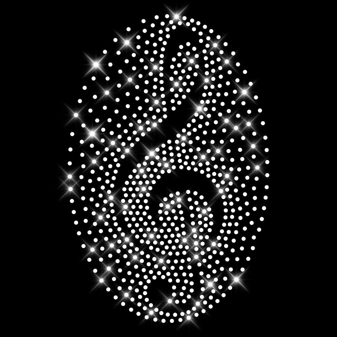 Glitter Deals Iron-on Picture Rhinestone Outline Clef Crystal ...