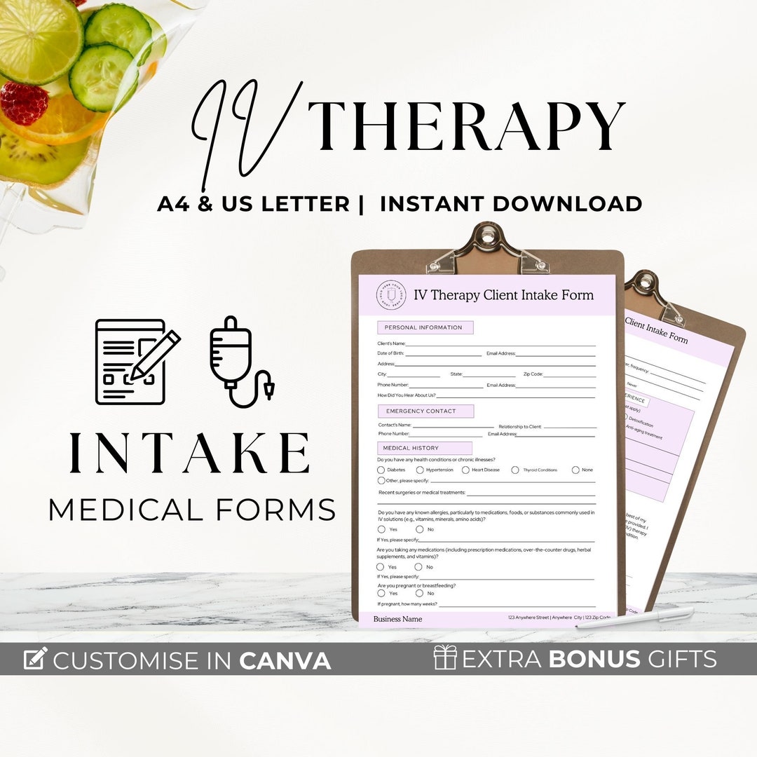 IV Therapy Form, IV Therapy Business, Intravenous Therapy, IV ...