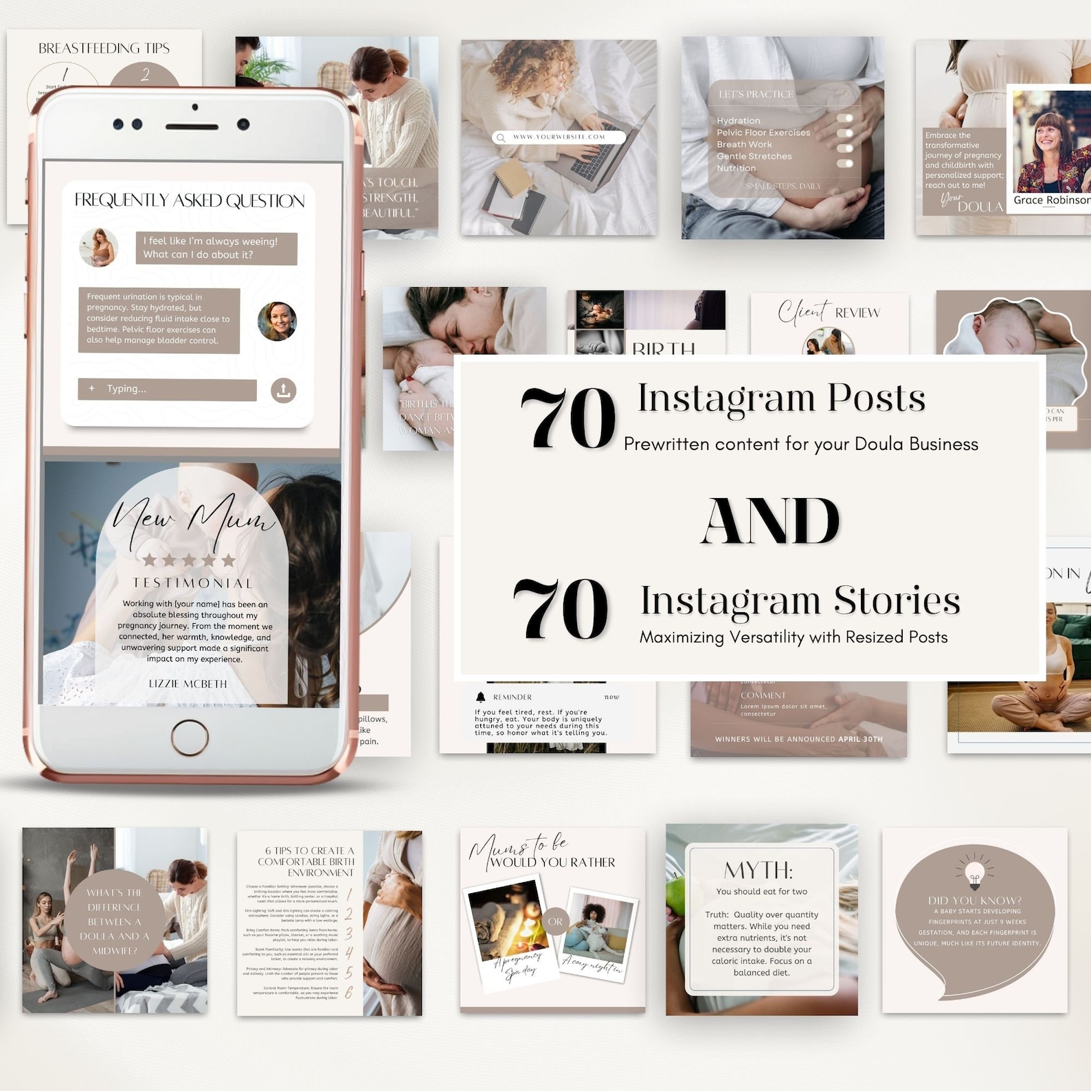 Birth Doula Content, Doula Instagram Template, Childbirth Education ...