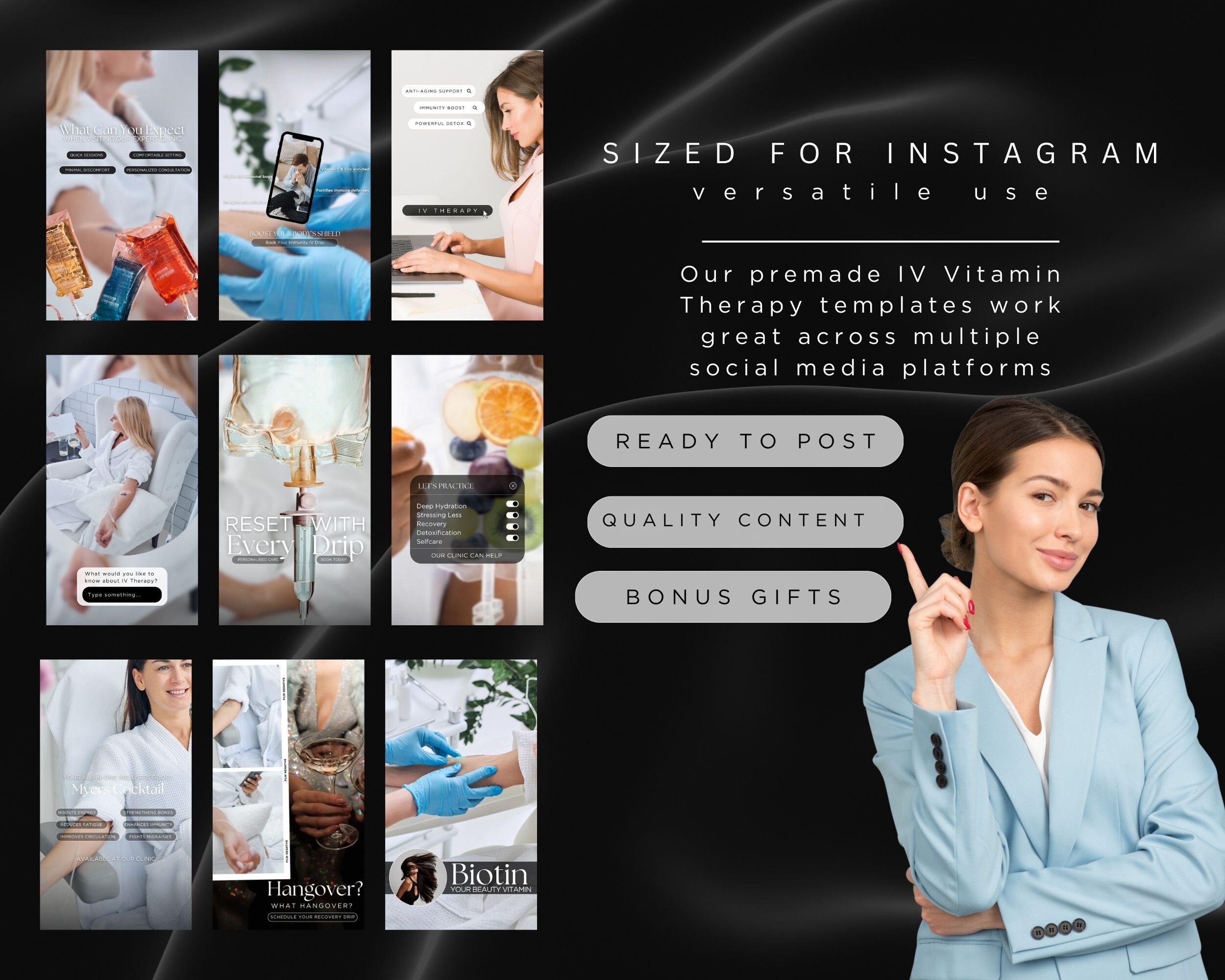 IV Therapy Instagram Templates, IV Hydration Instagram Templates, IV ...