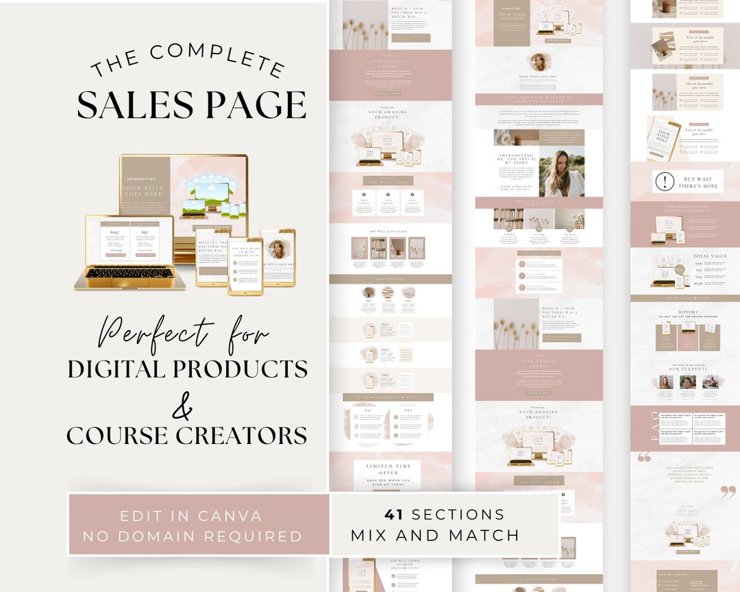 Sales Page Template Canva, Membership Sales Page, Sales Funnel Product ...