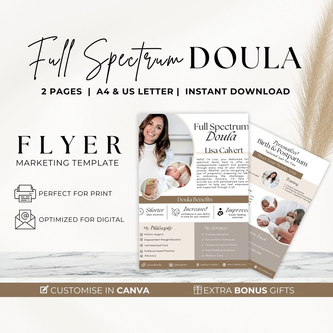 Doula Flyer, Doula Brochure, Doula Business Template, Full Spectrum ...