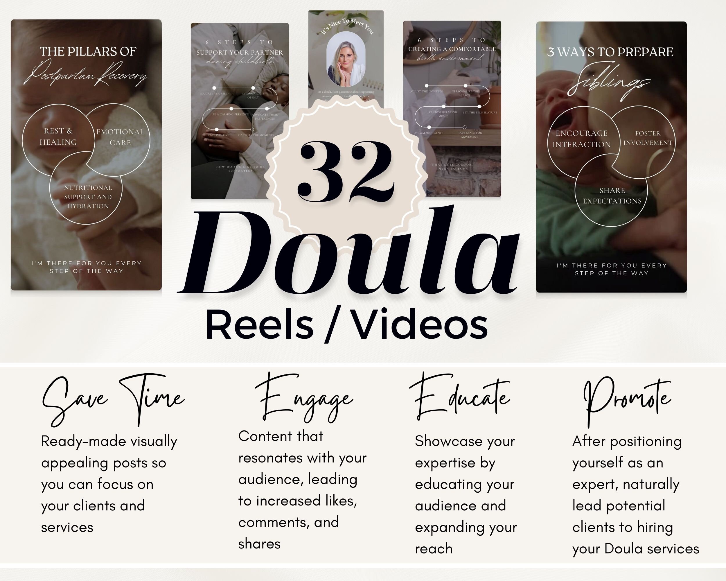 Doula Reel Instagram Video Post Templates, Birth Worker Content ...