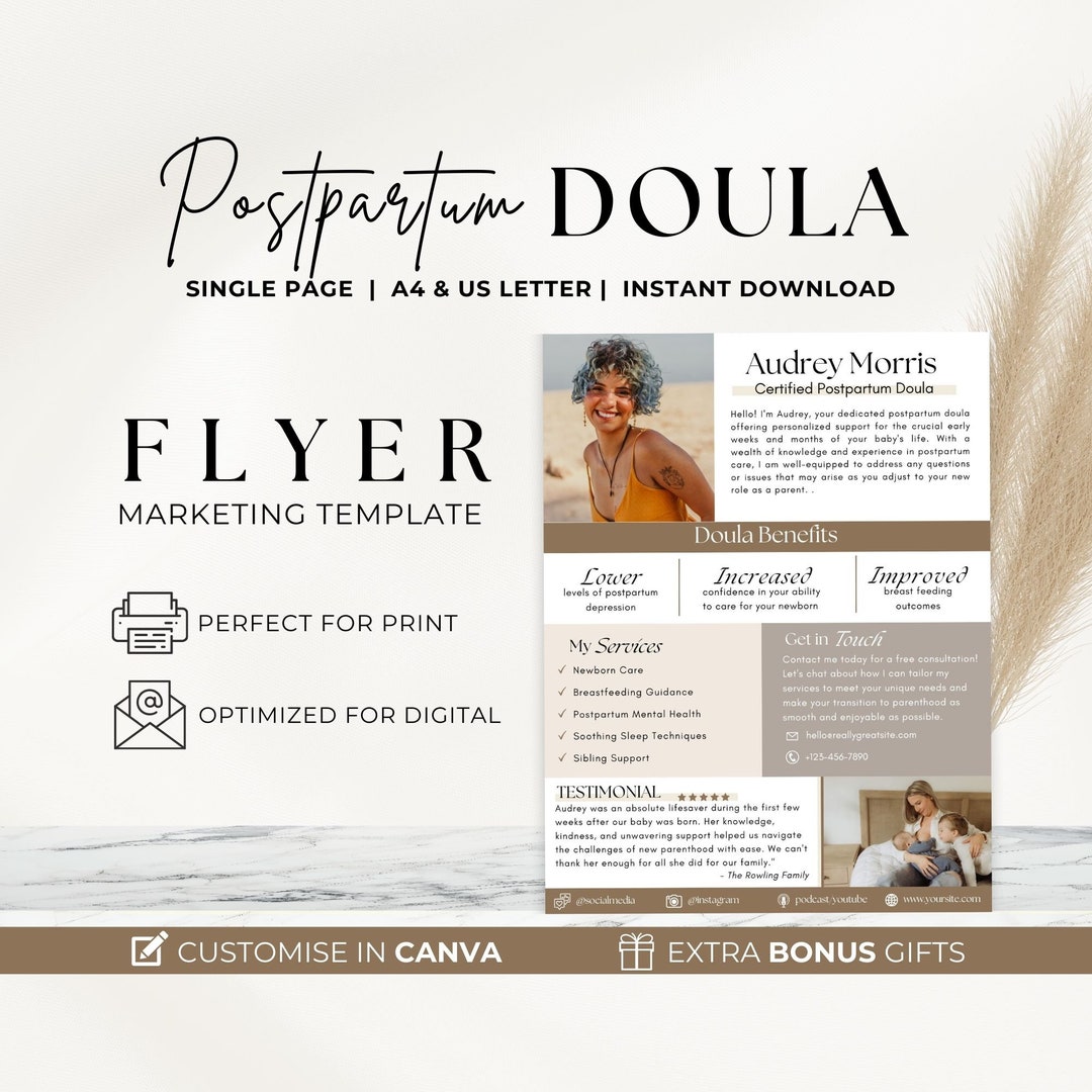 Postpartum Doula Flyer, Doula Brochure, Birth Worker Client Handout ...