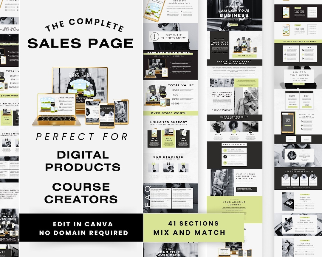 Digital Product Sales Page Canva, Membership Sales Page, Coach Lead ...