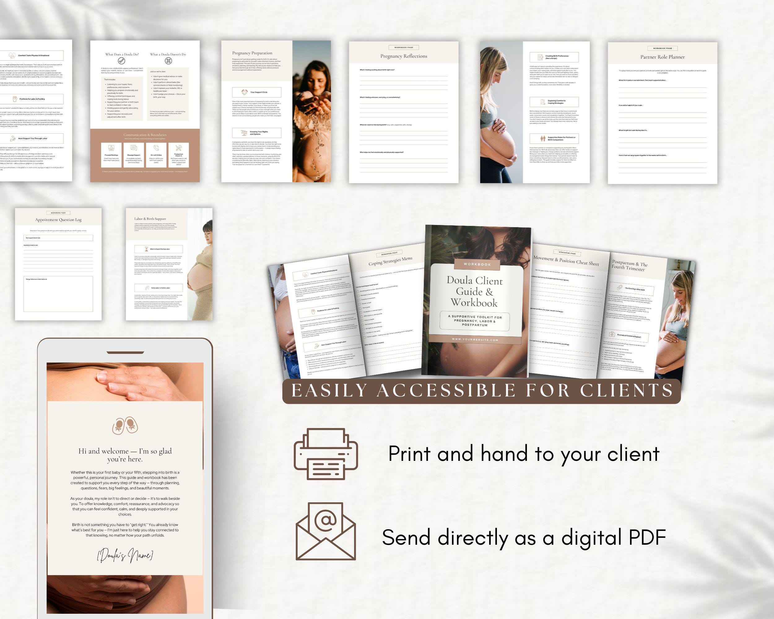 Doula Client Welcome Packet, Birth Doula Packages, Postpartum Brochure ...