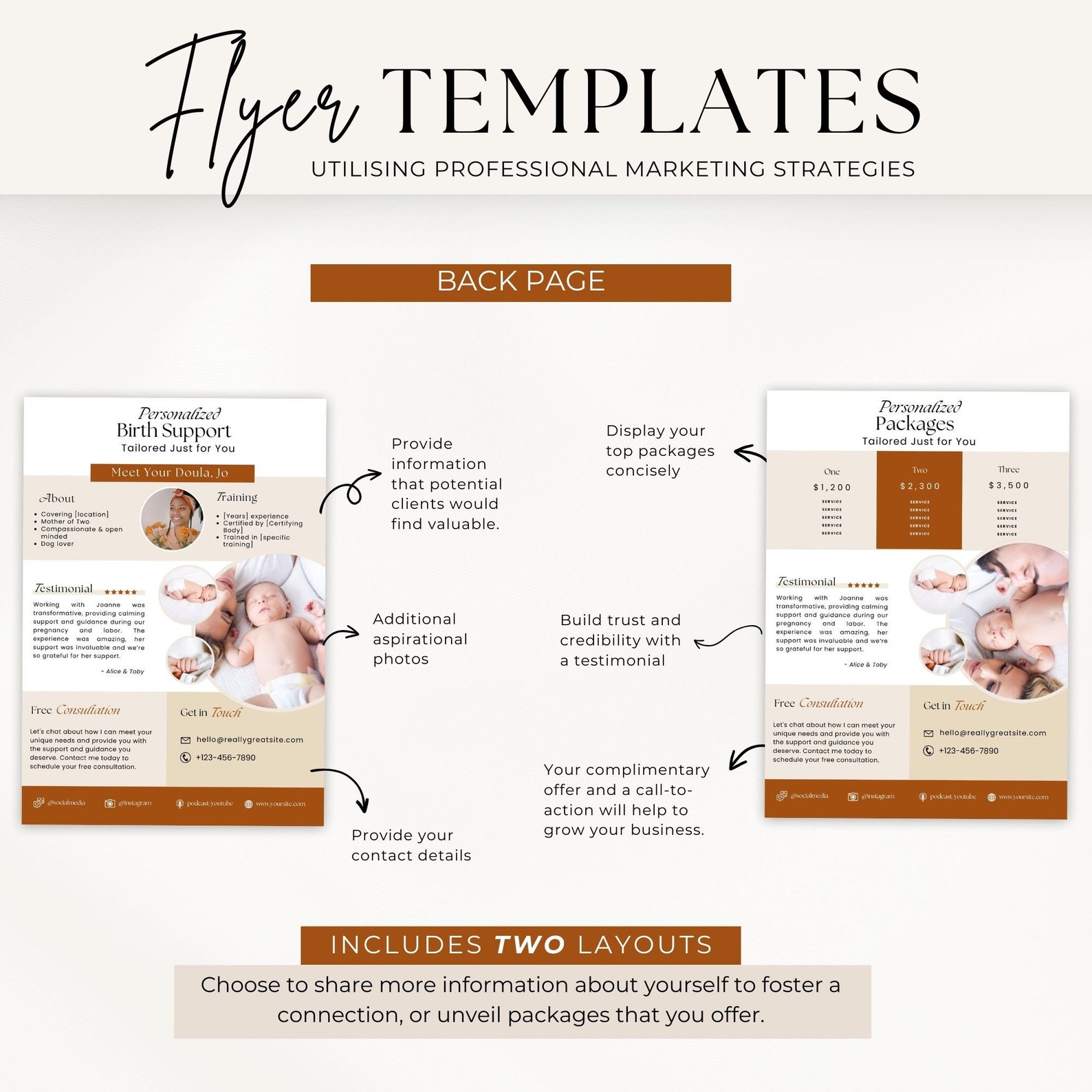 Birth Doula Brochure, Doula Business Flyer, Birth Worker Client Handout ...