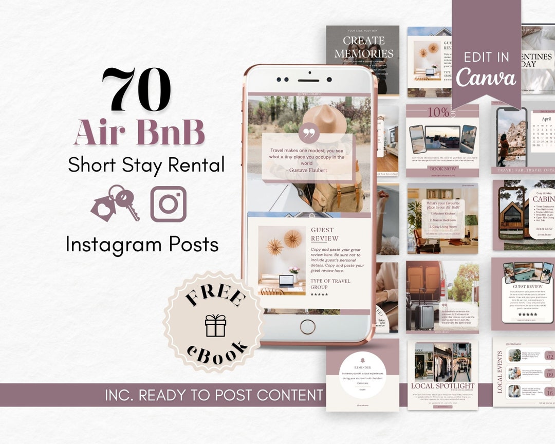 Airbnb Instagram Post, Editable Canva Social Media Templates, Air Bnb ...