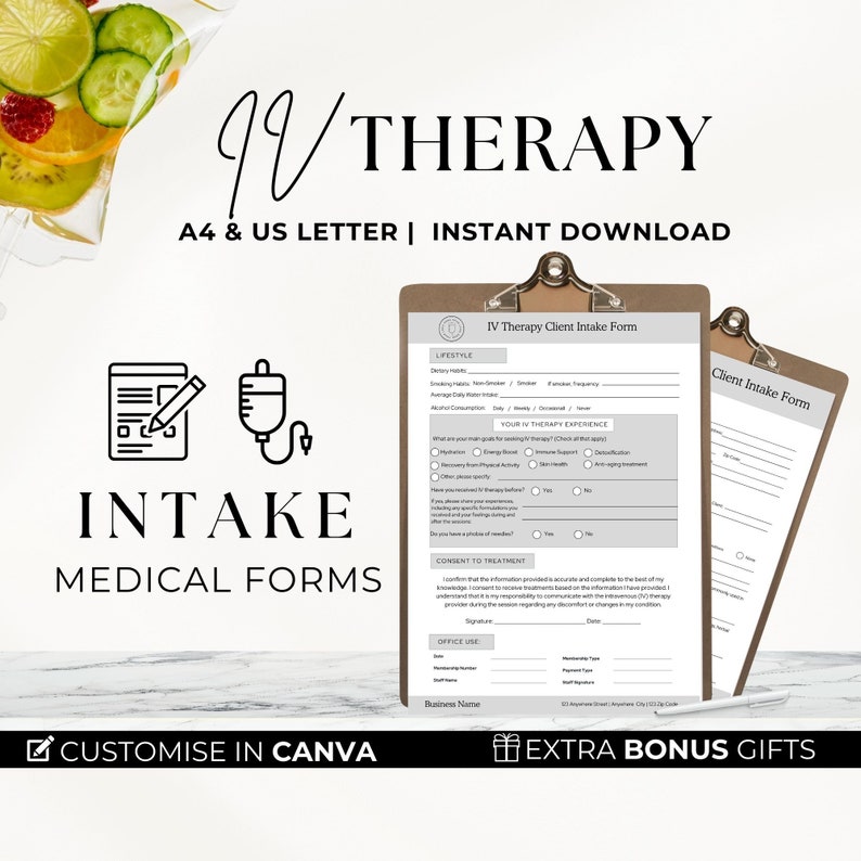 IV Therapy Template, IV Therapy Form, Intravenous Therapy, IV ...