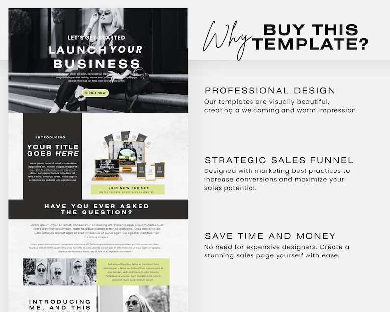 Digital Product Sales Page Canva, Membership Sales Page, Coach Lead ...
