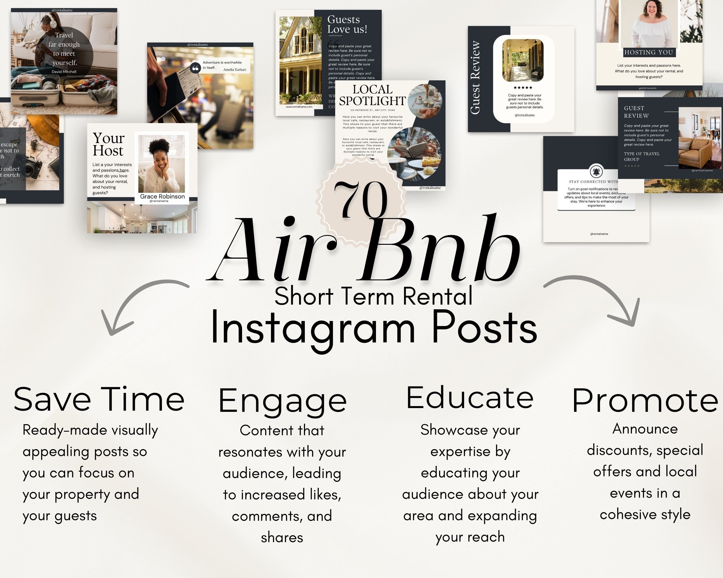 Airbnb Instagram Post, Editable Canva Social Media Templates, Air Bnb ...