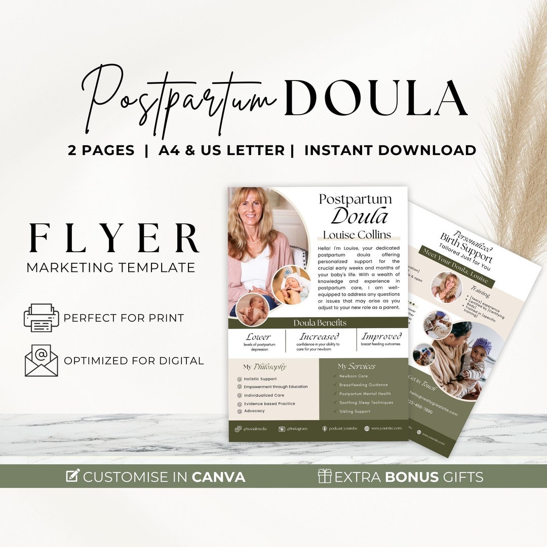 Postpartum Doula, Doula Brochure, Postpartum Nurse Flyer, Childbirth ...