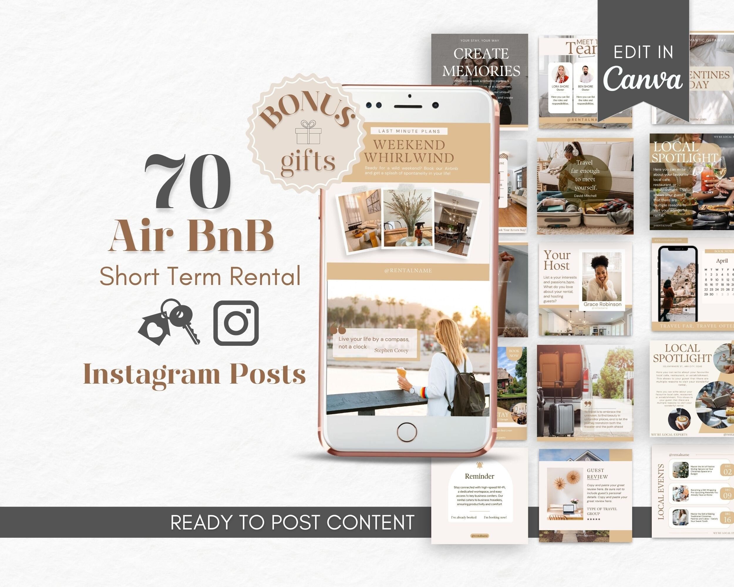 Airbnb Instagram Post, Editable Canva Social Media Templates, Air Bnb ...
