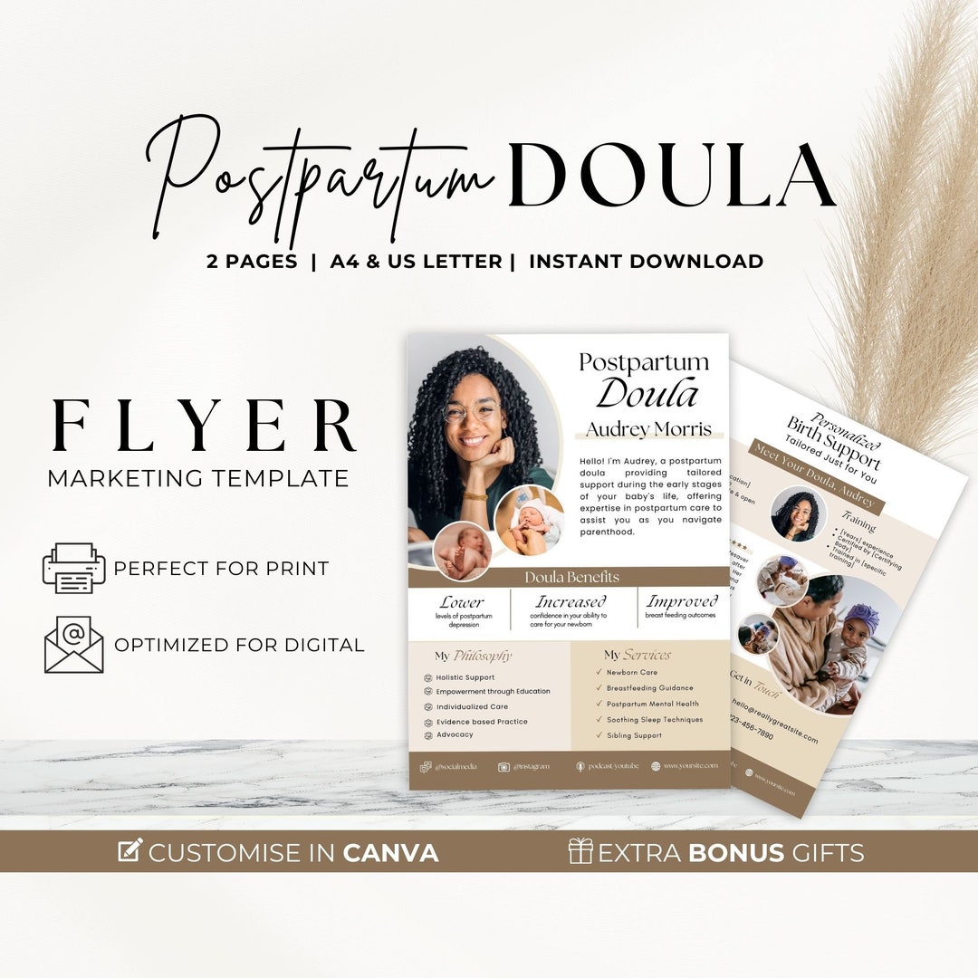 Postpartum Doula, Doula Brochure, Postpartum Nurse Flyer, Childbirth ...