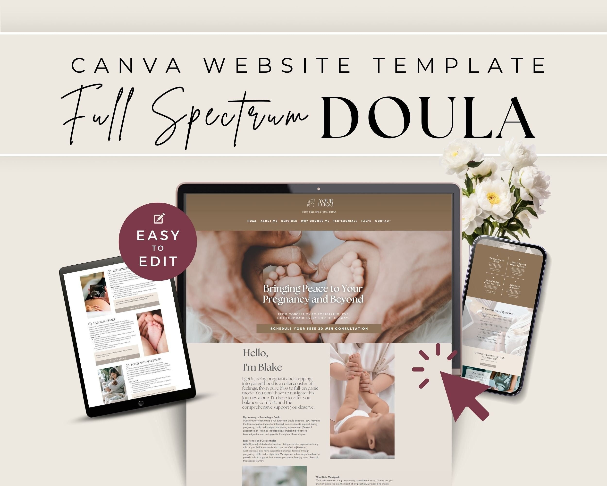 Full Spectrum Doula Website, Canva Template, Portfolio Web Page ...