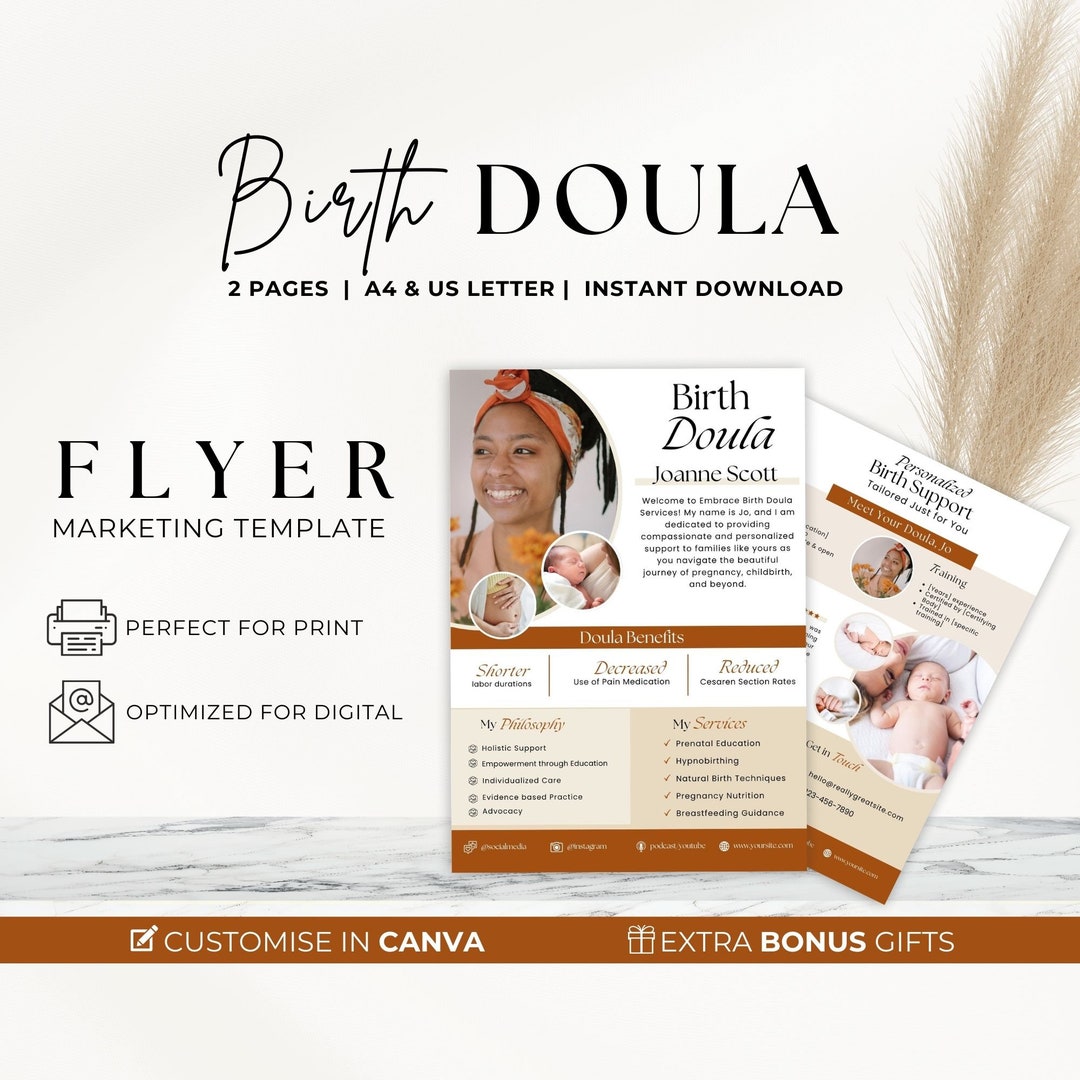 Birth Doula Brochure, Doula Business Flyer, Birth Worker Client Handout ...