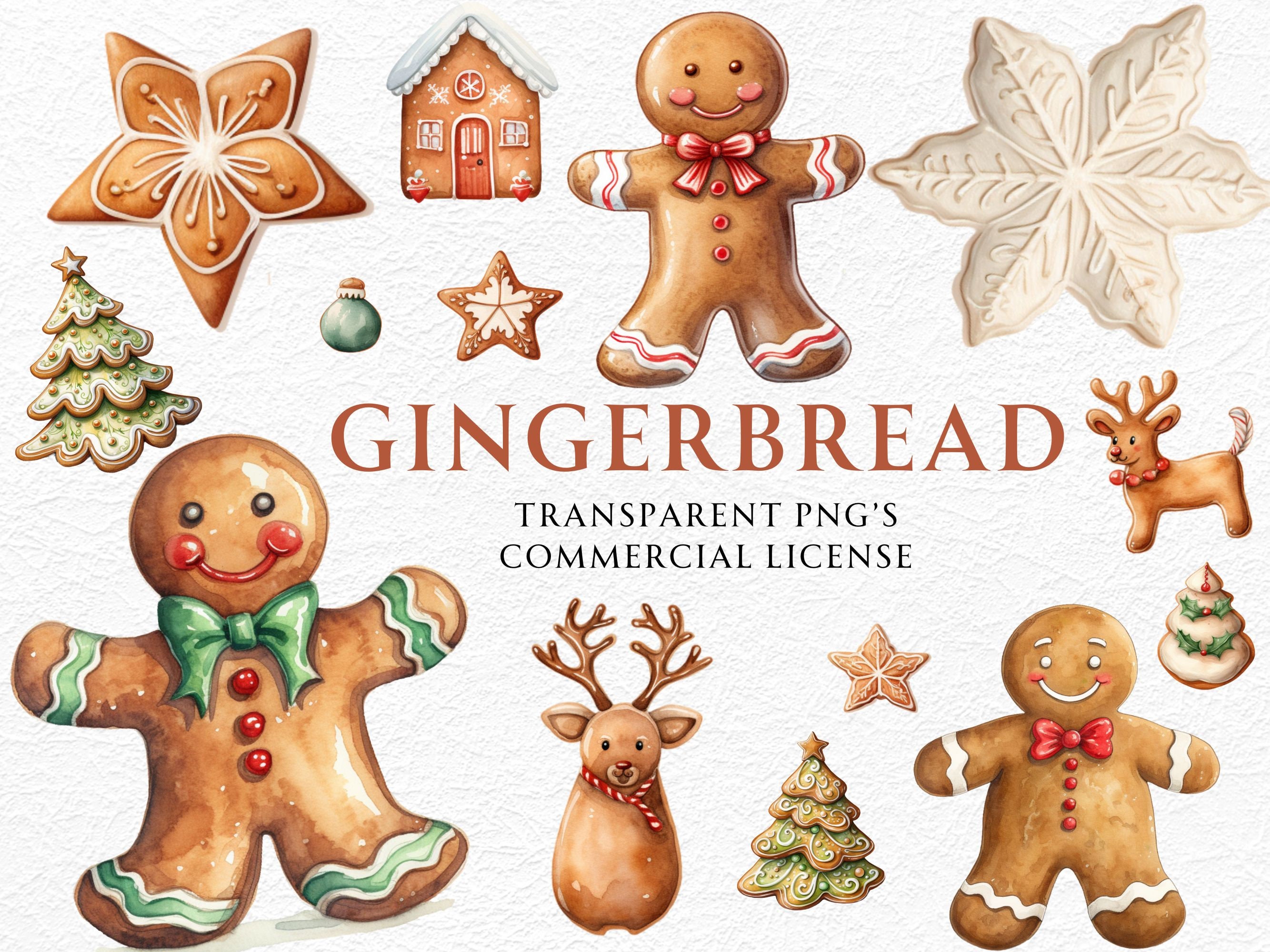 Watercolour Gingerbread Clipart, Gingerbread Men and Cookies, Christmas ...