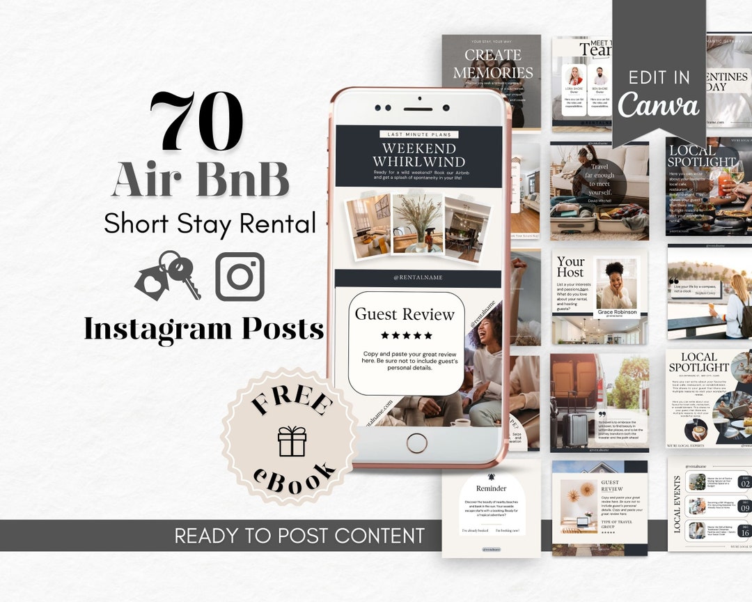Airbnb Instagram Post, Editable Canva Social Media Templates, Air Bnb ...