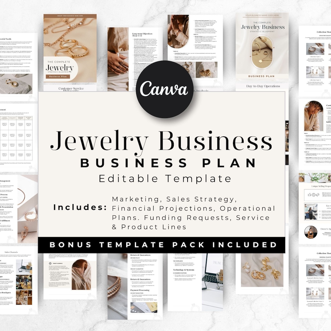 Jewellery Business Plan, Jewelry Canva Workbook Planner Template ...