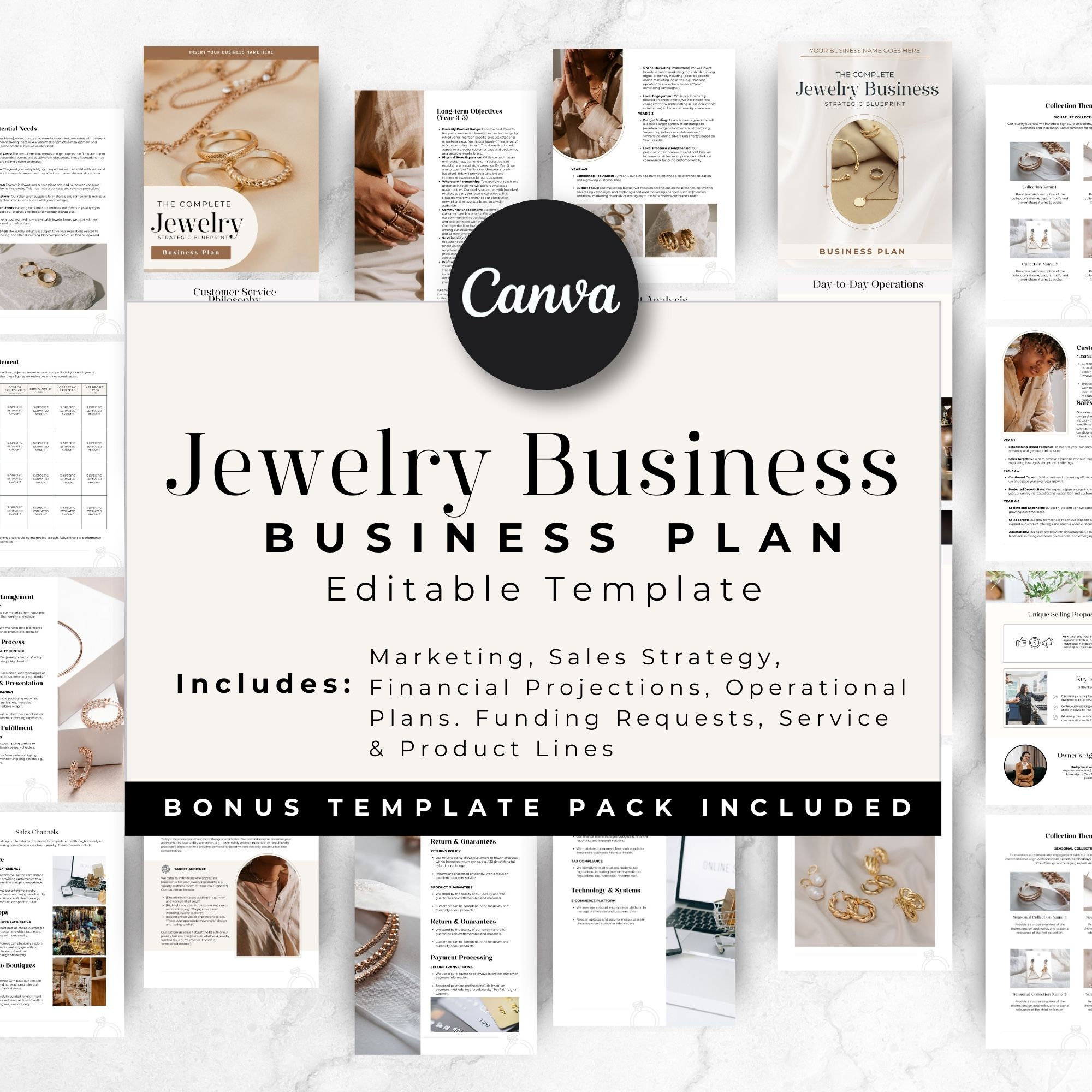 Jewellery Business Plan, Jewelry Canva Workbook Planner Template ...