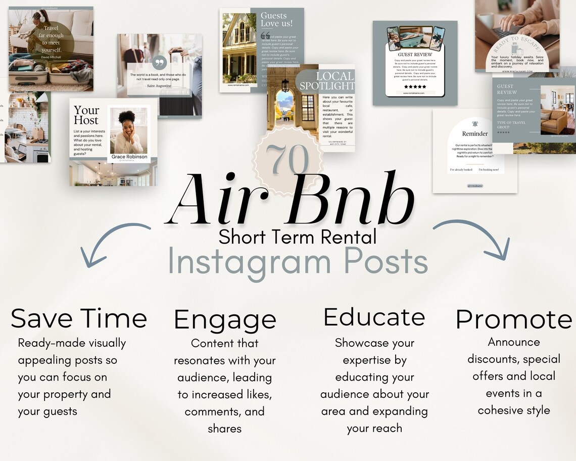 Airbnb Instagram Post, Editable Canva Social Media Templates, Air Bnb ...