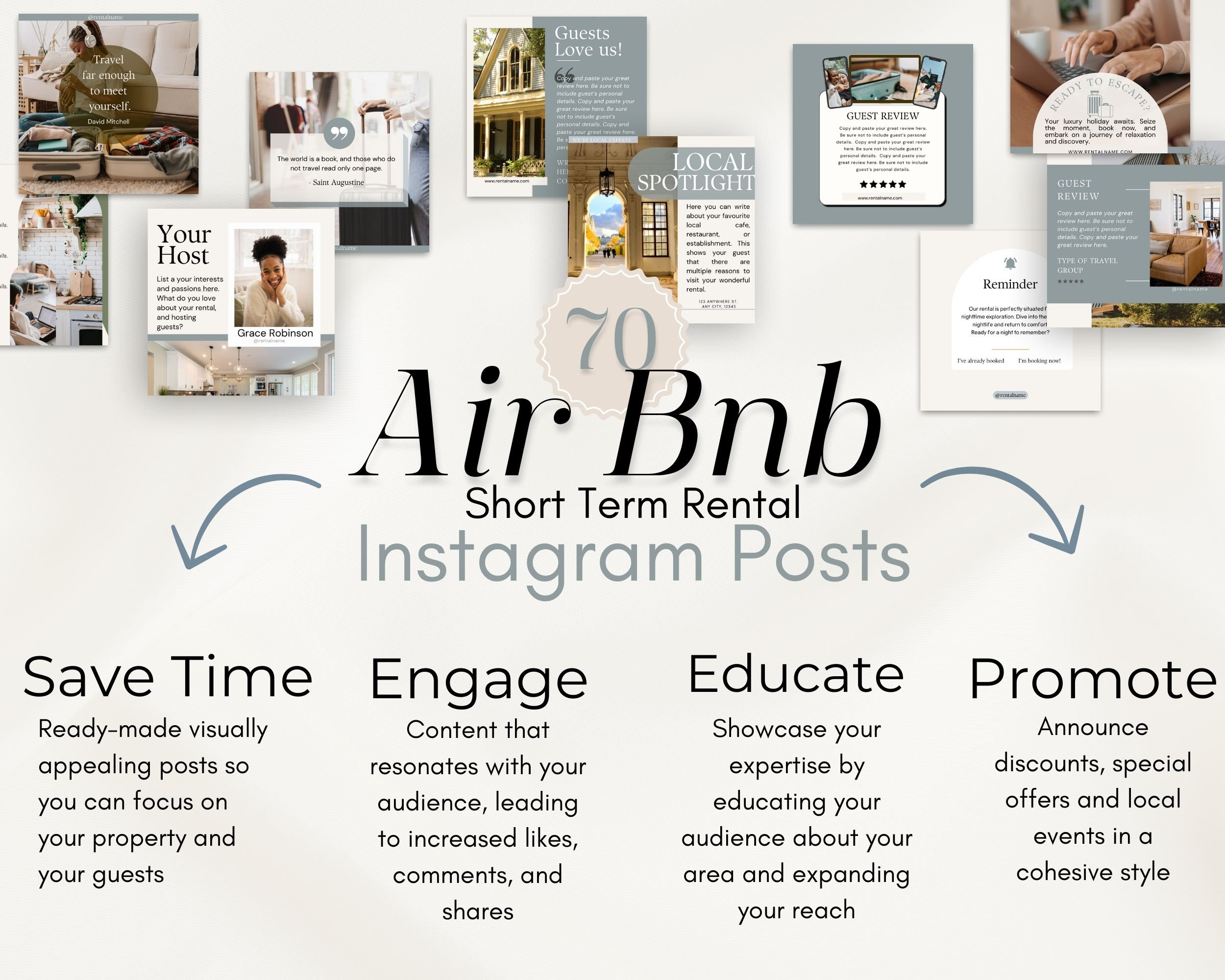 Airbnb Instagram Post, Editable Canva Social Media Templates, Air Bnb ...