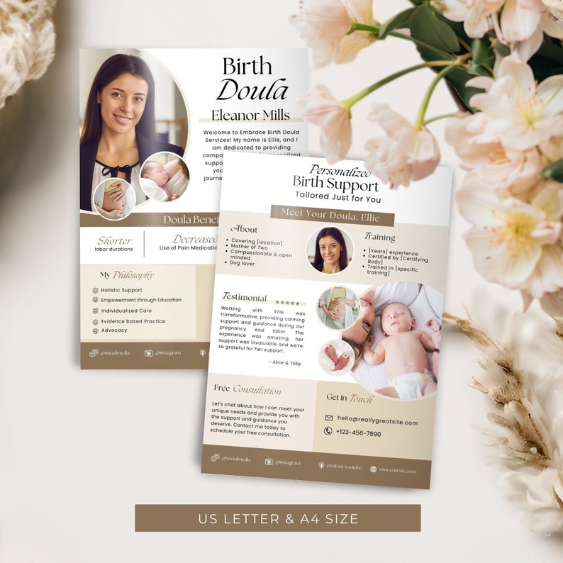 Birth Doula Brochure, Doula Business Flyer, Birth Worker Client Handout ...