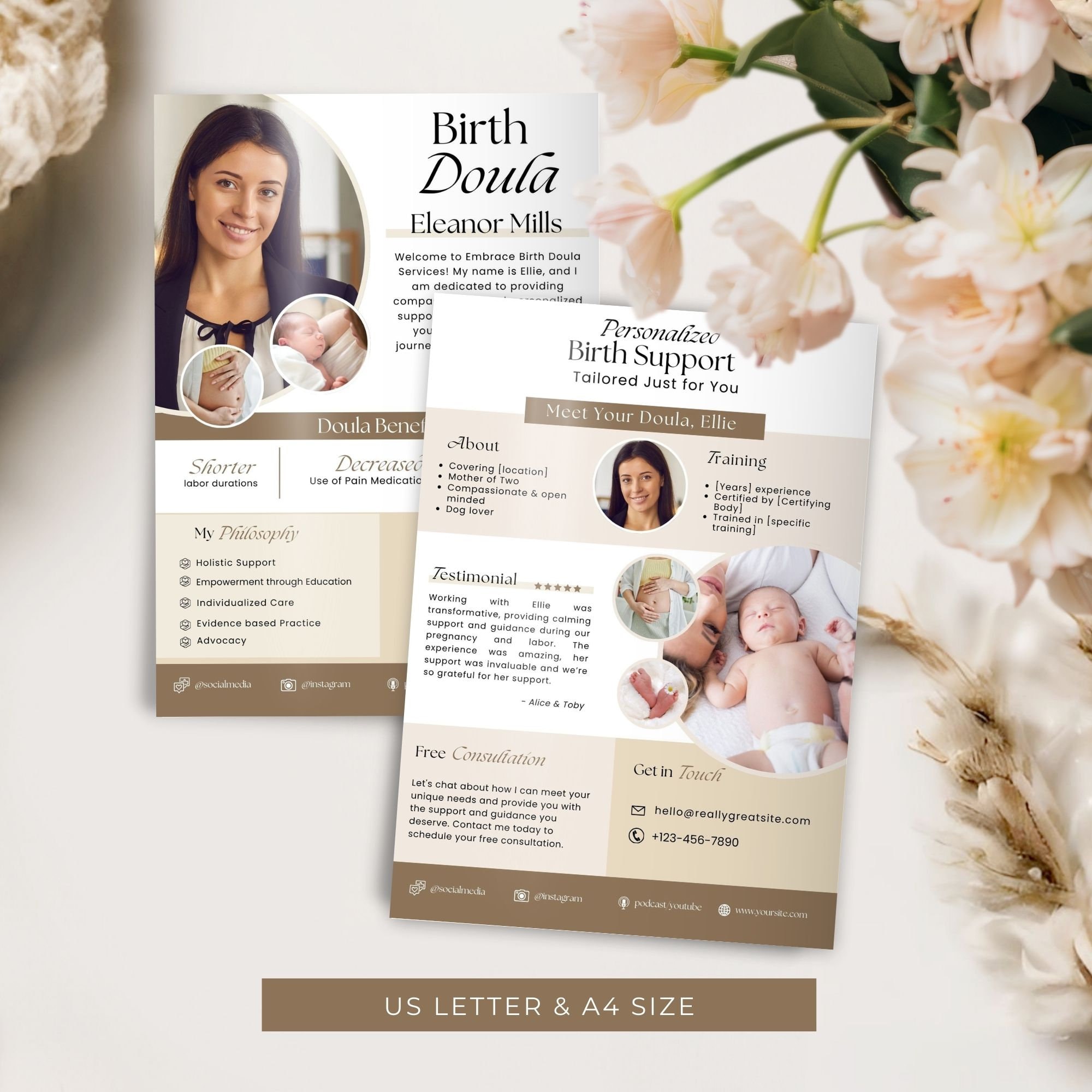 Birth Doula Brochure, Doula Business Flyer, Birth Worker Client Handout ...