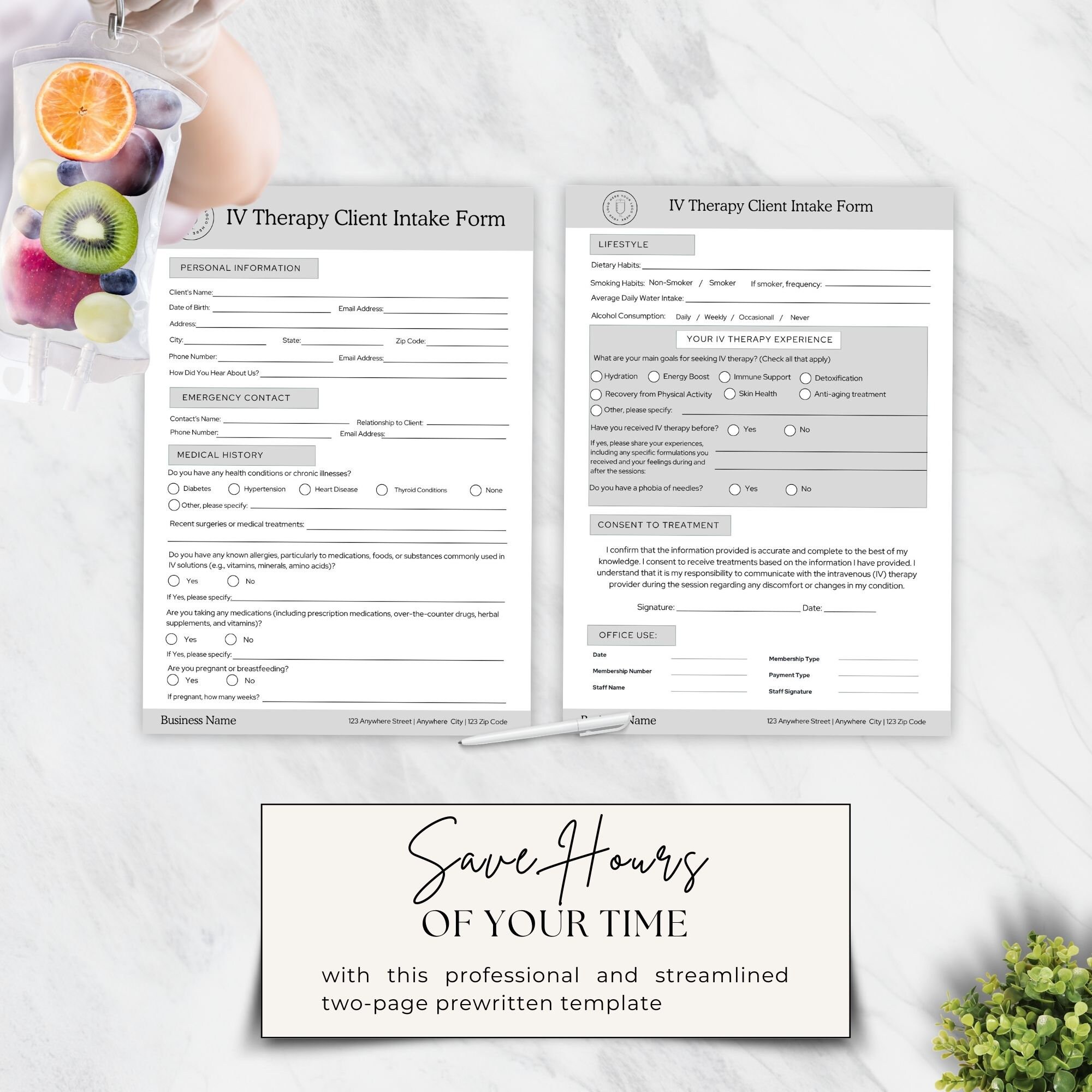 IV Therapy Template, IV Therapy Form, Intravenous Therapy, IV ...