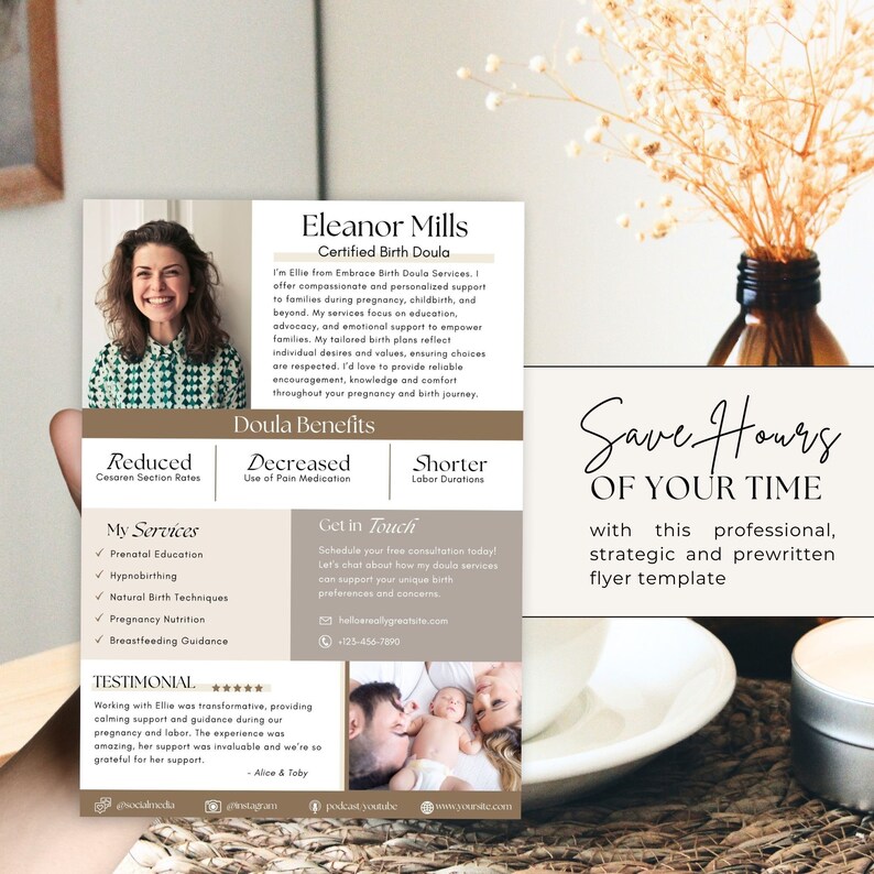 Birth Doula Flyer, Doula Business Brochure, Birth Worker Client Handout ...