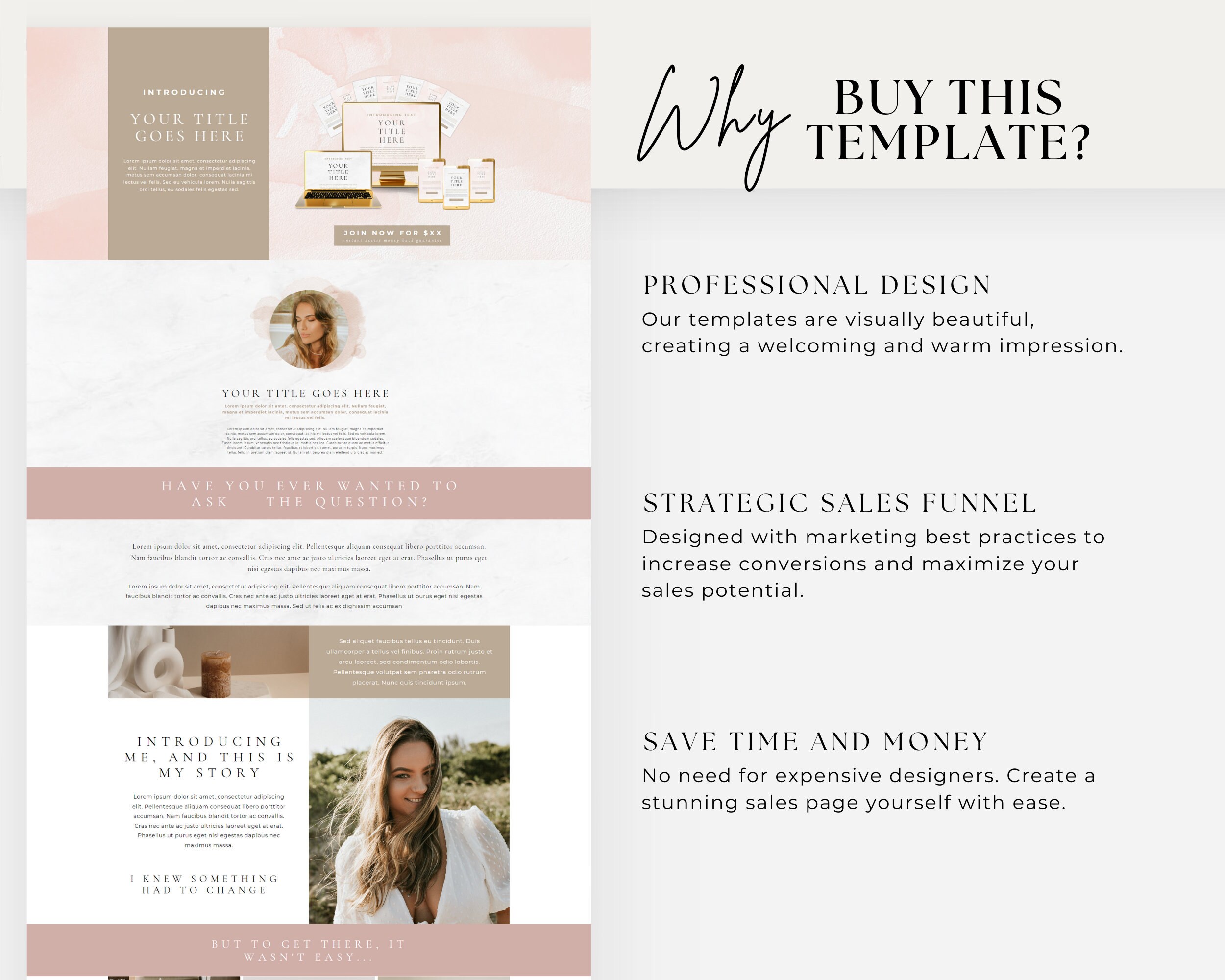 Sales Page Template Canva, Membership Sales Page, Sales Funnel Product ...