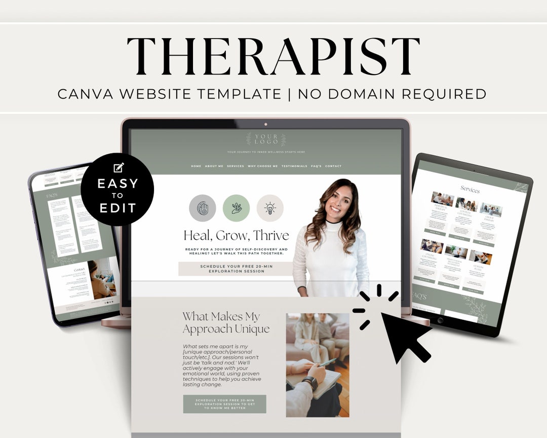 Therapist Website Canva Template: One-page Design (digital Download) - Etsy