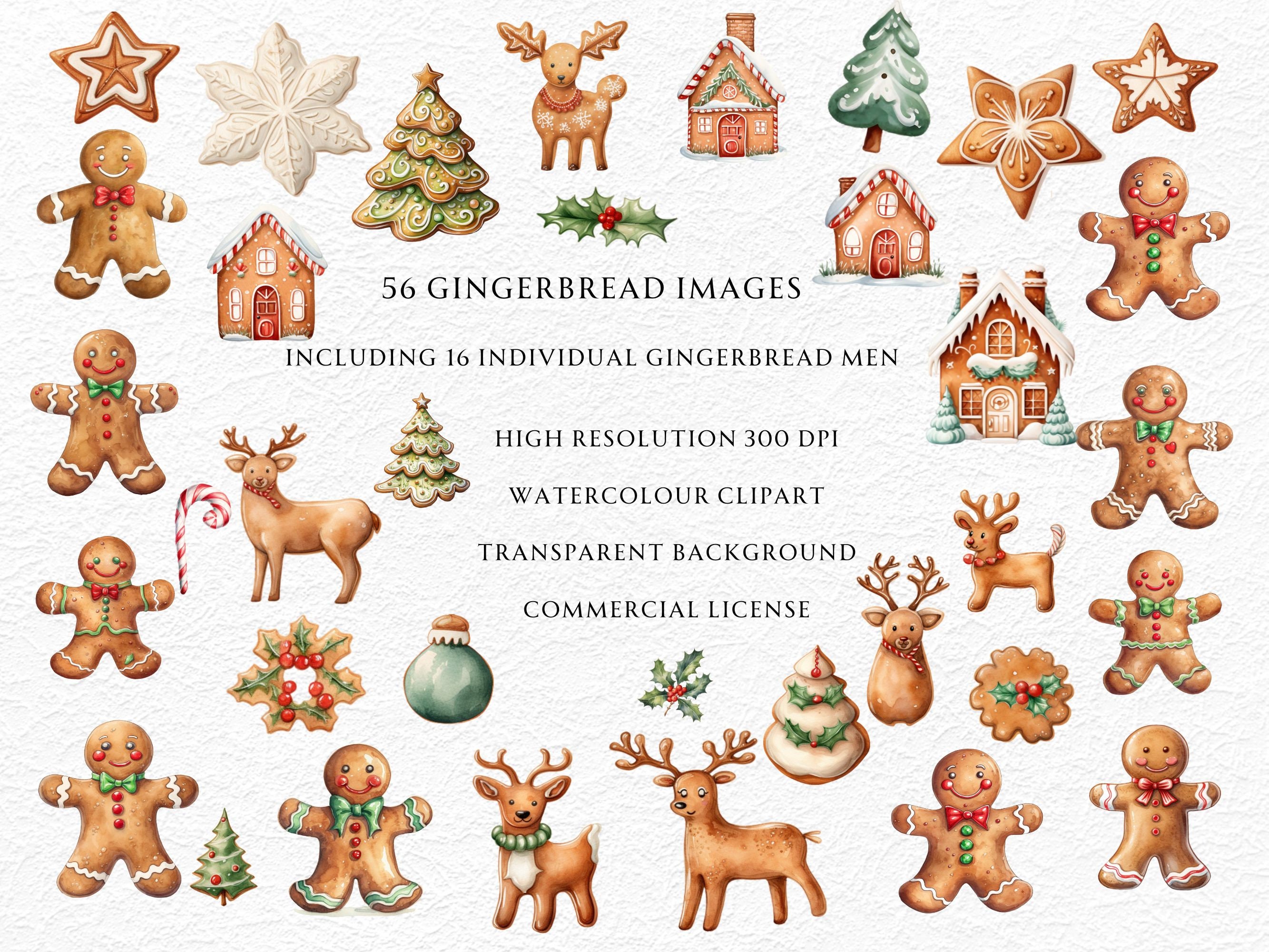 Watercolour Gingerbread Clipart, Gingerbread Men and Cookies, Christmas ...
