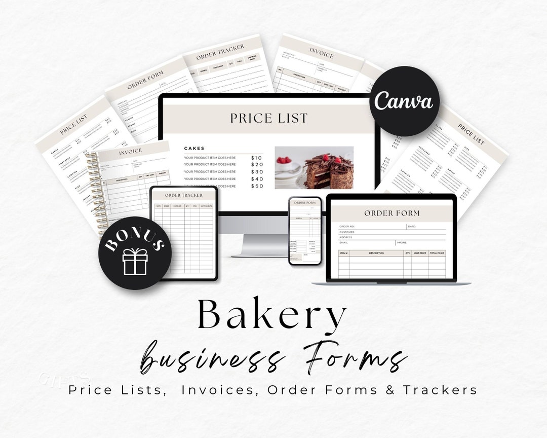 Bakery Business Templates, Bakery Invoice, Small Business Menu, Bakery ...