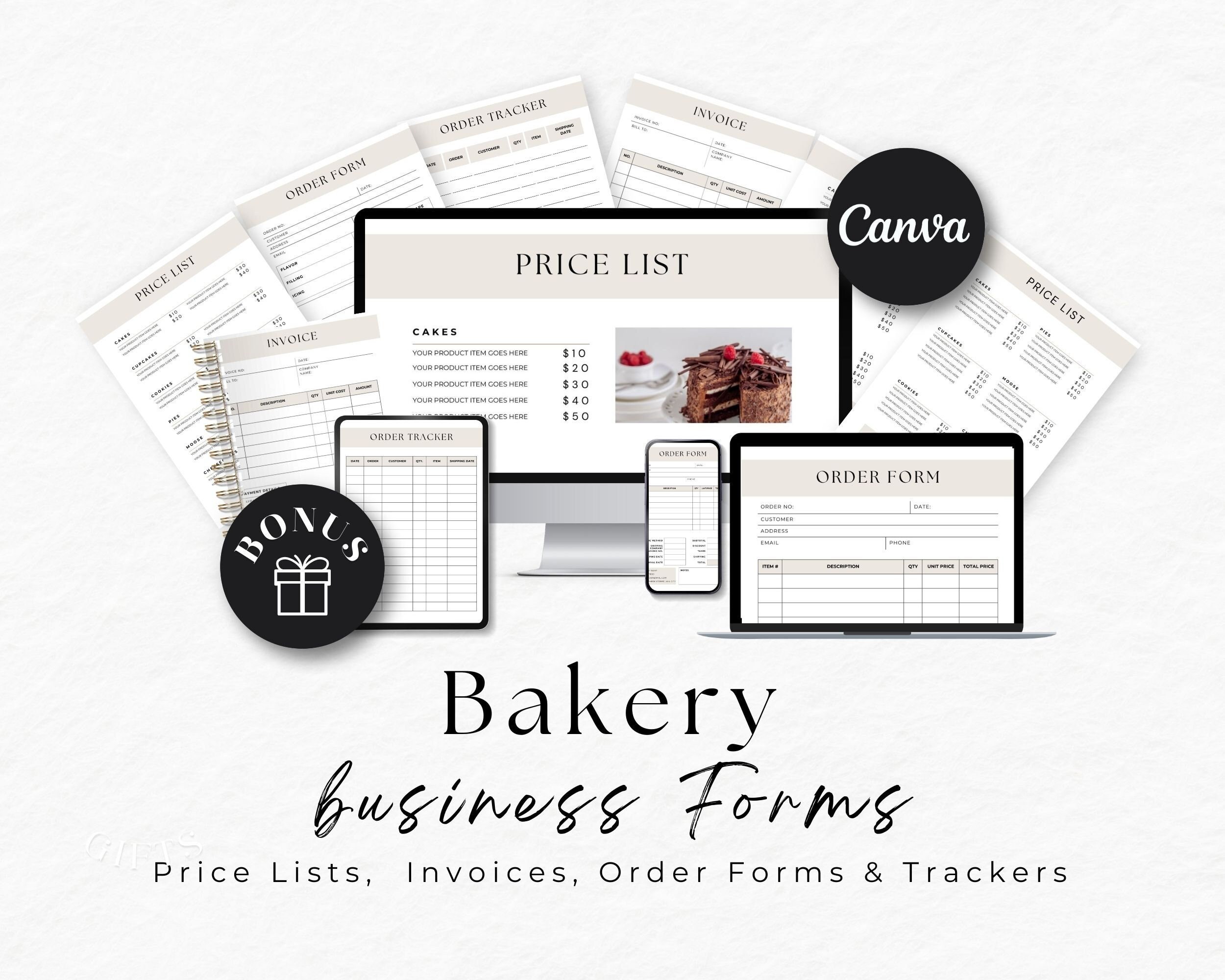 Bakery Business Templates, Bakery Invoice, Small Business Menu, Bakery ...