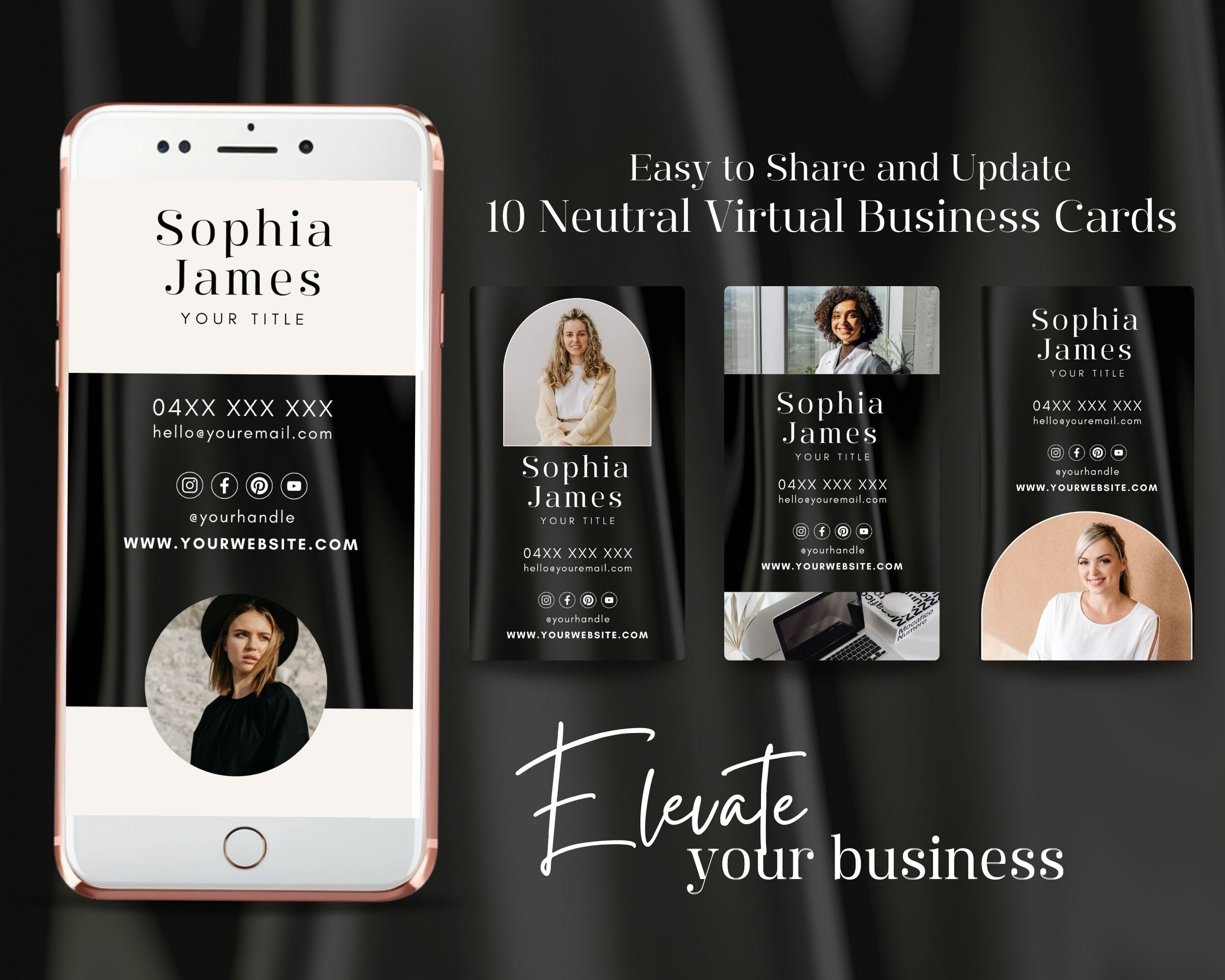 Editable Virtual Business Card, Digital Business Card for Real Estate ...