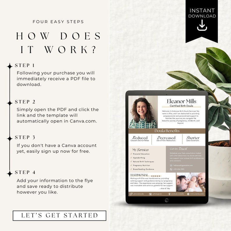 Birth Doula Flyer, Doula Business Brochure, Birth Worker Client Handout ...