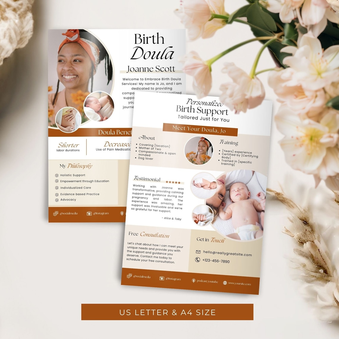 Birth Doula Brochure, Doula Business Flyer, Birth Worker Client Handout ...