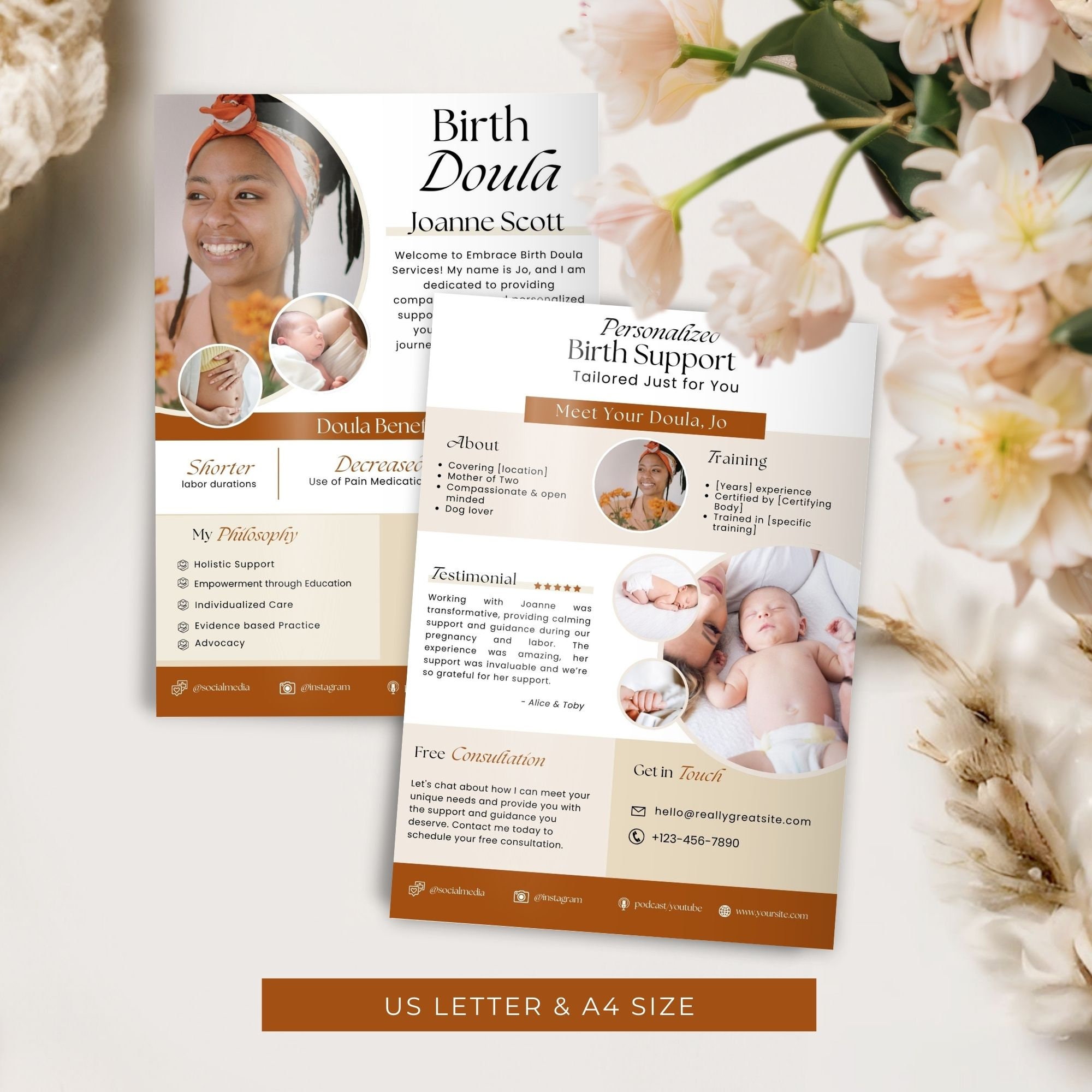 Birth Doula Brochure, Doula Business Flyer, Birth Worker Client Handout ...