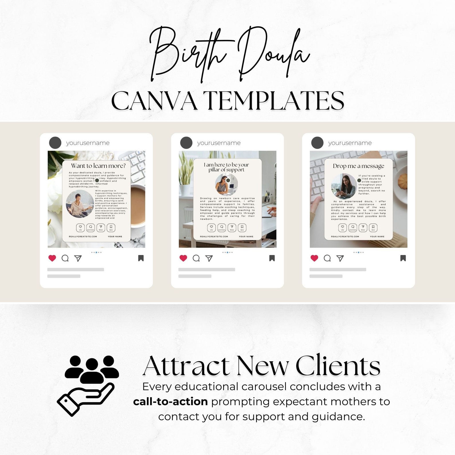 Doula Instagram Posts, Birth Doula Instagram Template, Childbirth ...
