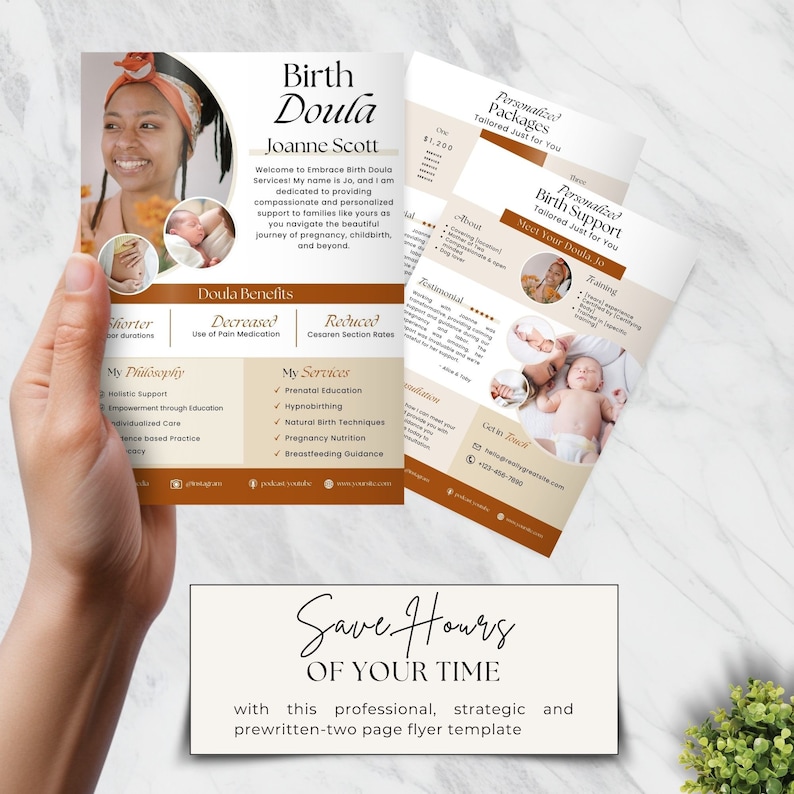 Birth Doula Brochure, Doula Business Flyer, Birth Worker Client Handout, Childbirth Education ...