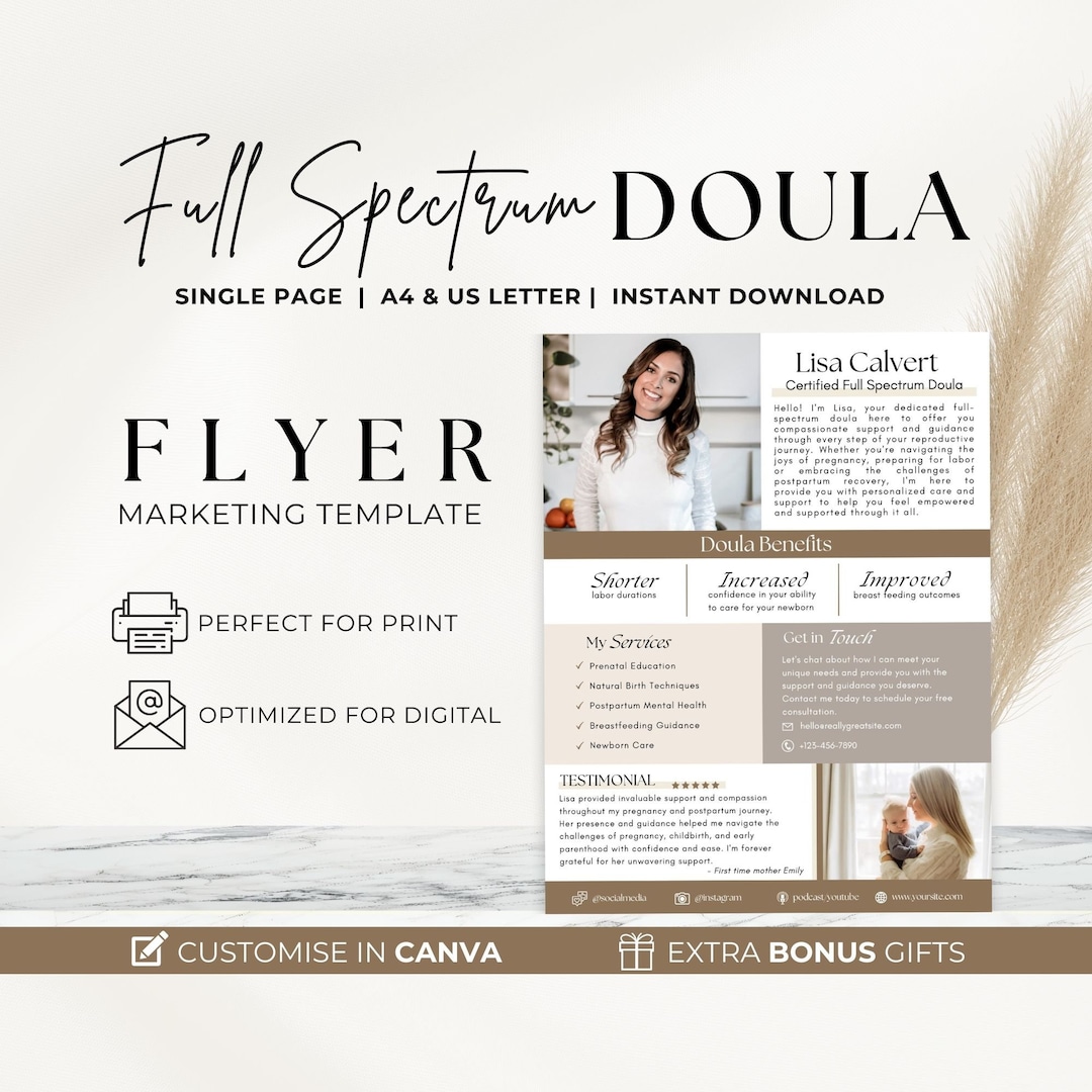 Doula Flyer, Doula Brochure, Doula Business Templates, Full Spectrum ...