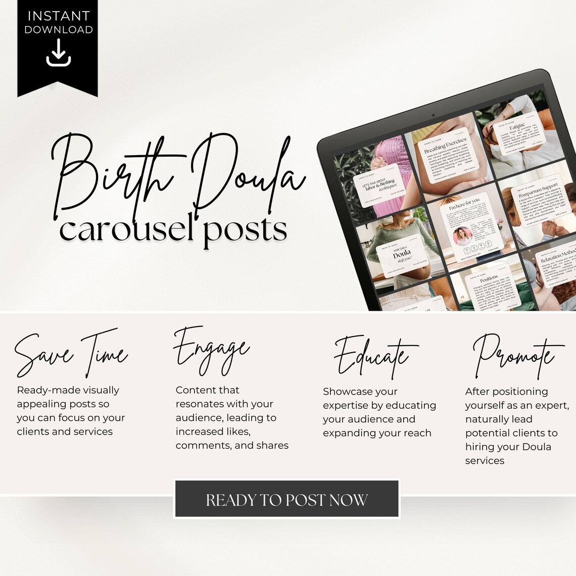 Doula Instagram Posts, Birth Doula Instagram Template, Childbirth ...