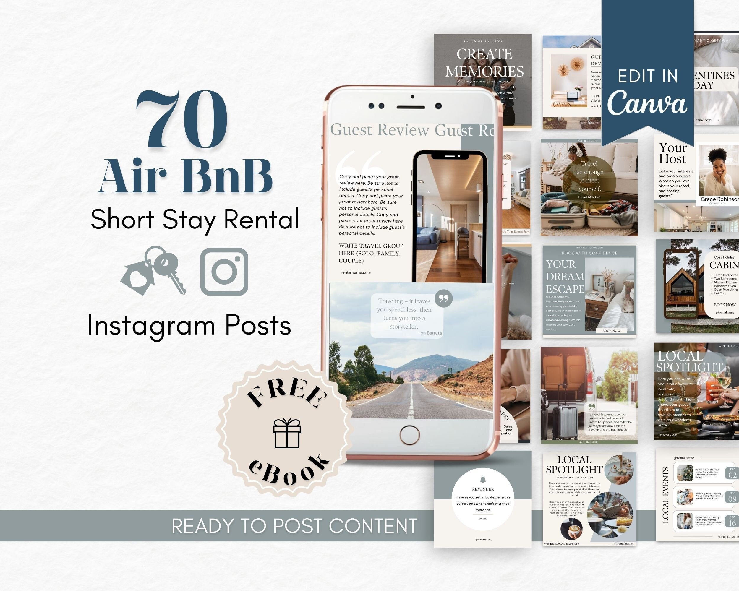Airbnb Instagram Post, Editable Canva Social Media Templates, Air Bnb ...
