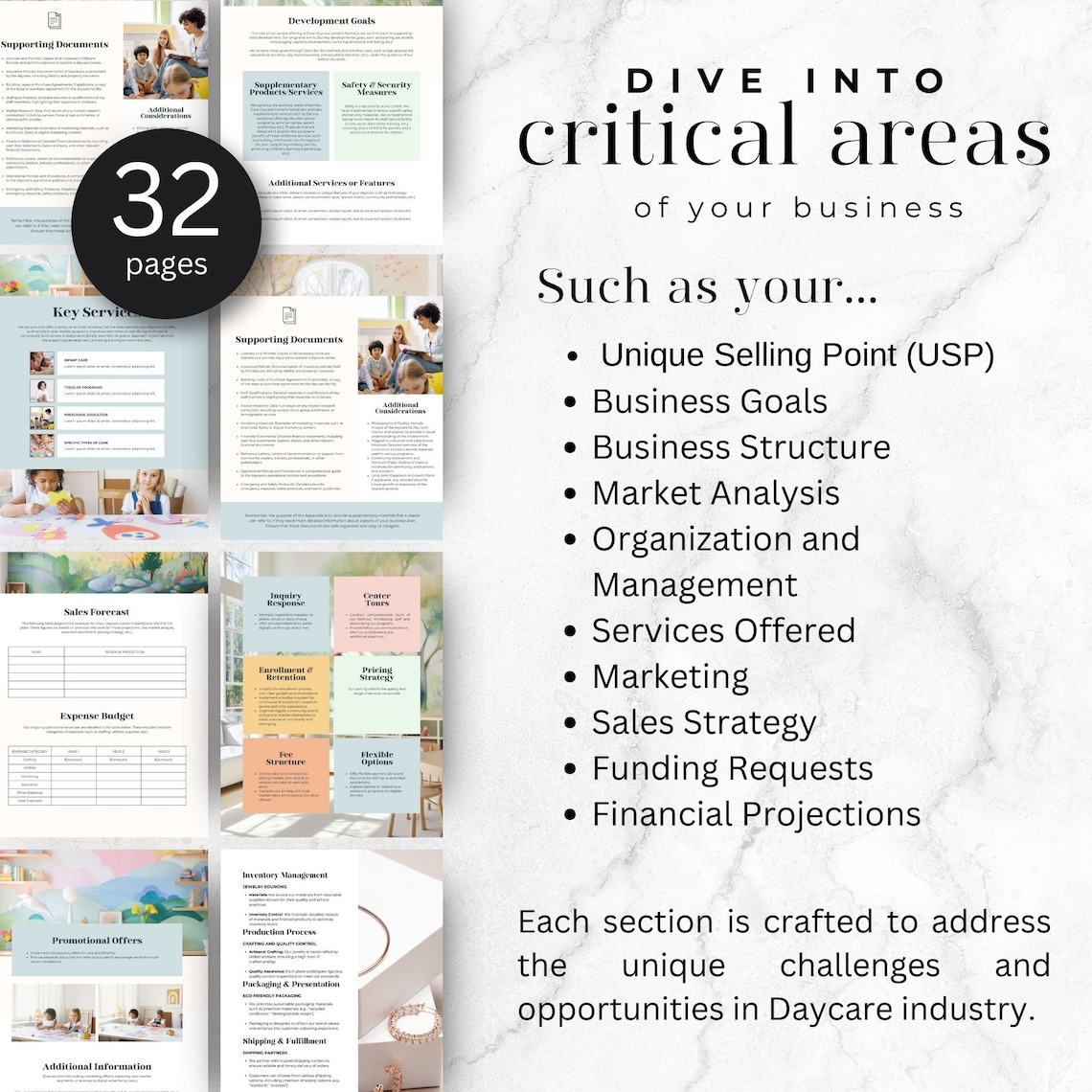 Daycare Business Plan, Childcare Nursery Canva Workbook Planner ...