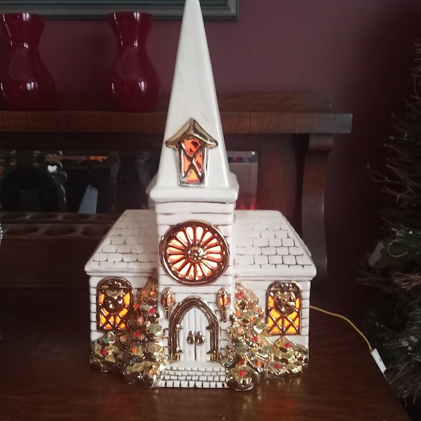 Lighted Ceramic Church - Etsy