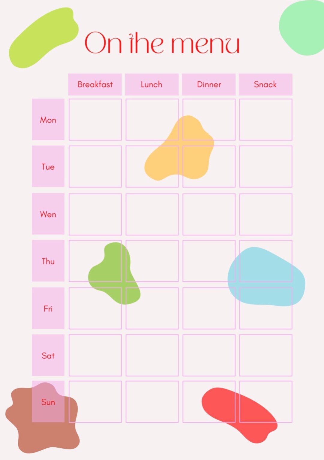 Meal Planner Printable | Daily Food Journal | Weekly Meal Prep Planner ...