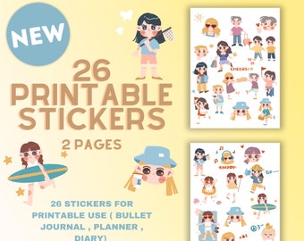 Printable Stickers, Cute Stickers, Digital Stickers, Stickers, Kawaii ...